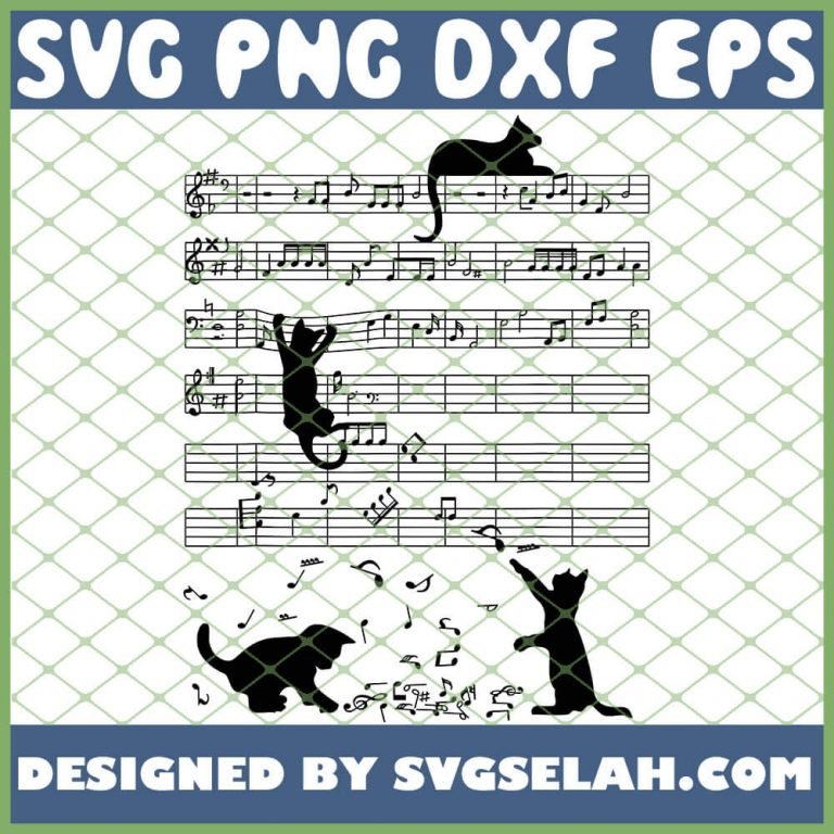 Cat Music SVG | Playful Feline Notes & Staff Design for Cricut