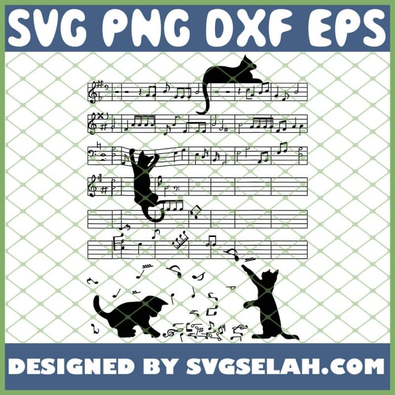 Cat Music SVG | Playful Feline Notes & Staff Design for Cricut