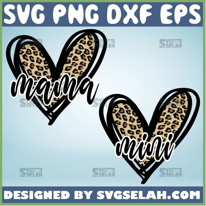 Mama Mini SVG | Leopard Print Heart Mother Daughter Design