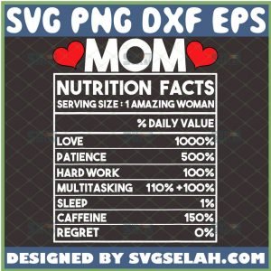 Mom Nutrition Facts SVG | Funny Motherhood Design for Cricut
