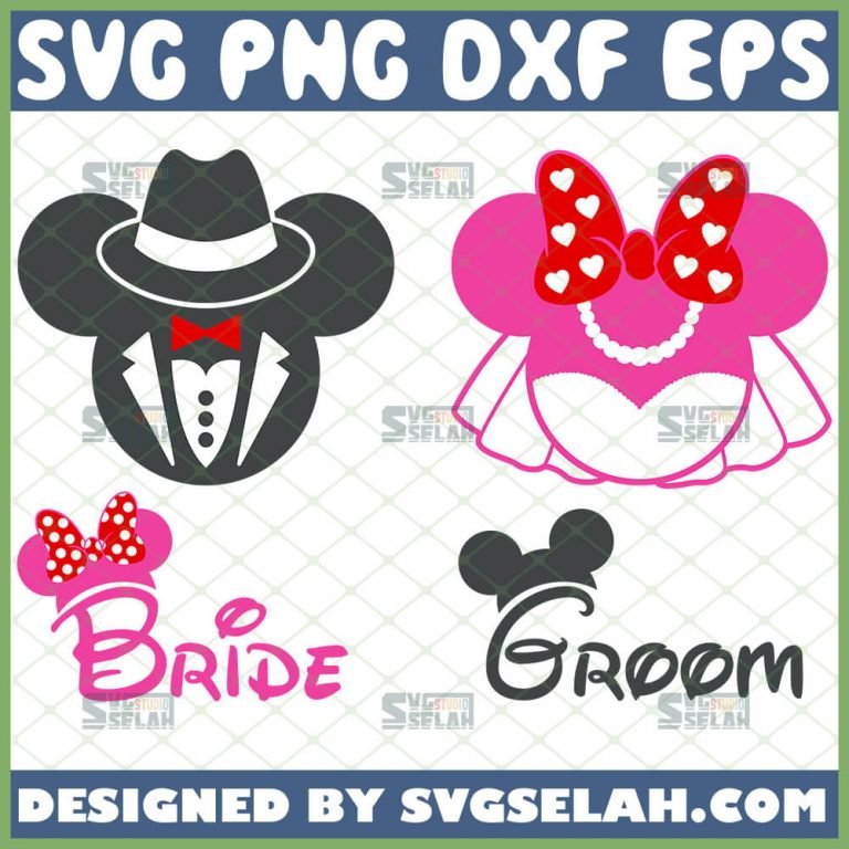 Mickey Minnie Wedding SVG - Bride & Groom Digital Files