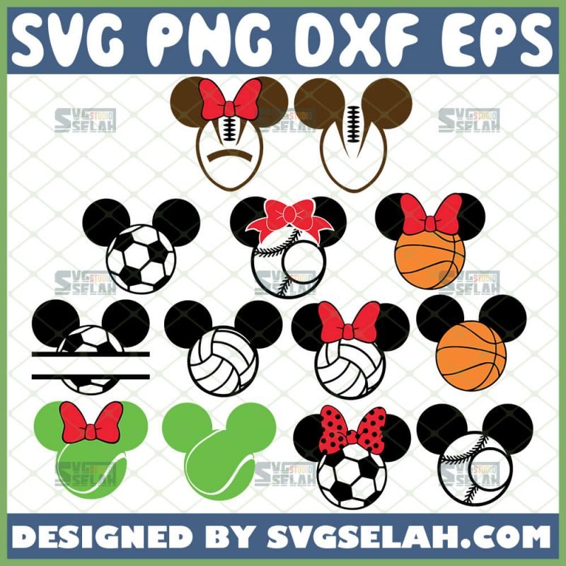 Mickey Minnie Mouse Sport SVG, Football Soccer Baseball Tennis ...