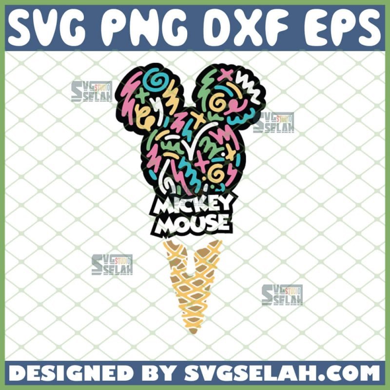 Mickey Mouse Dripping Ice Cream Cone SVG, Disney Food SVG Swirl Mickey ...