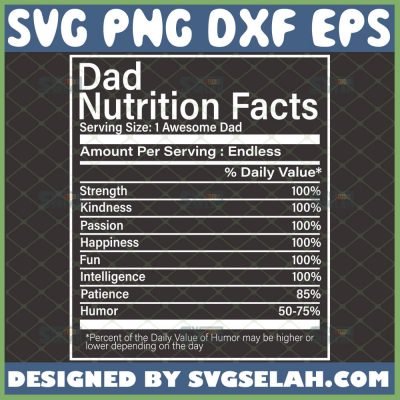 Dad Nutrition Facts SVG - Funny Father's Day Gift & Cricut File
