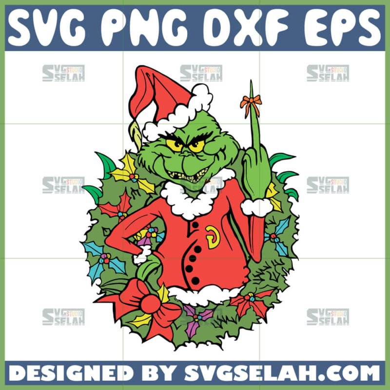 Grinch Middle Finger SVG - Funny Christmas Digital File