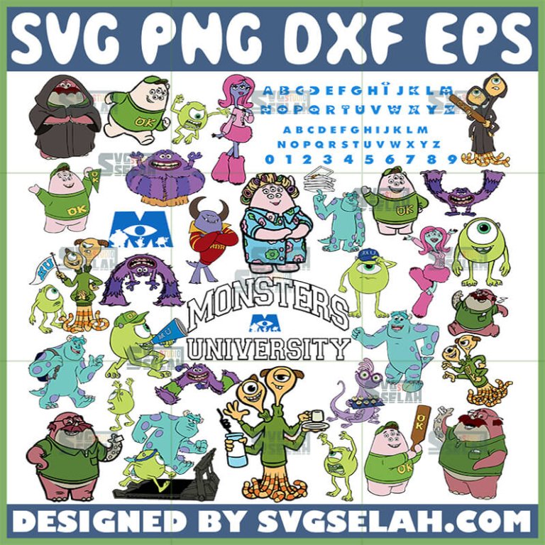 Monsters University SVG Bundle | Pixar Characters for Cricut
