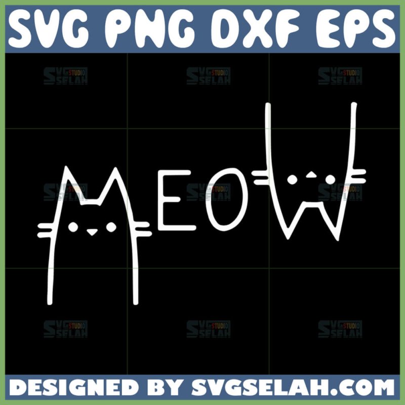 Meow Cat SVG for Cricut | Feline Word Art Digital Download