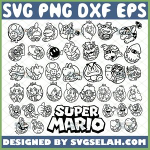 Mario Characters Outline SVG Bundle - SVG Selah