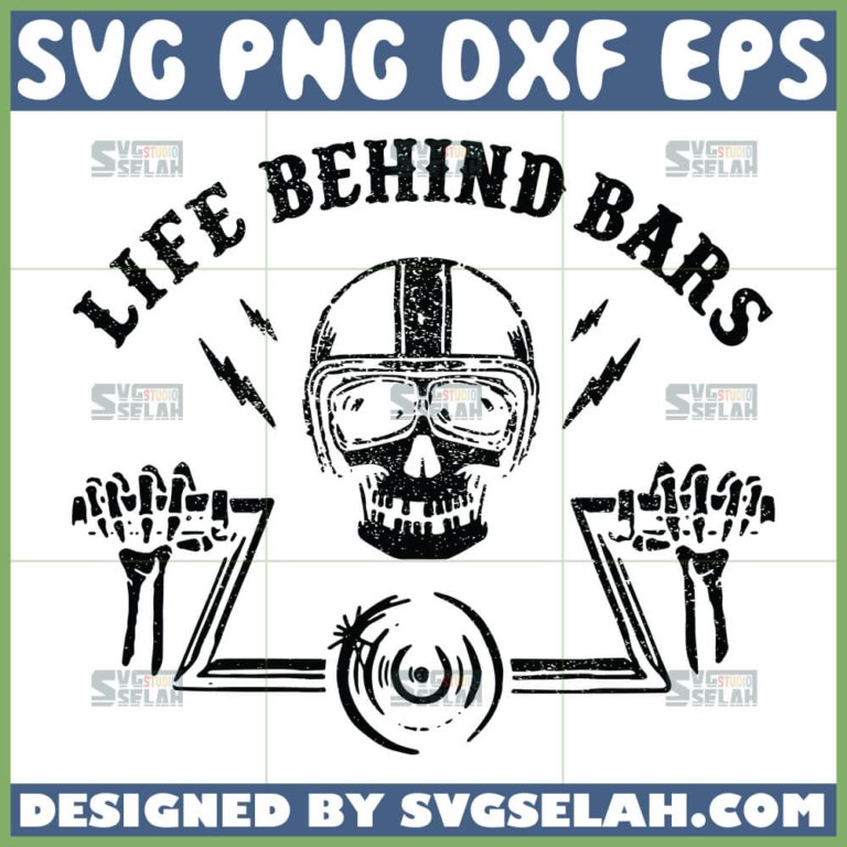 Life Behind Bars SVG - Biker Skull Motorcycle Helmet Design