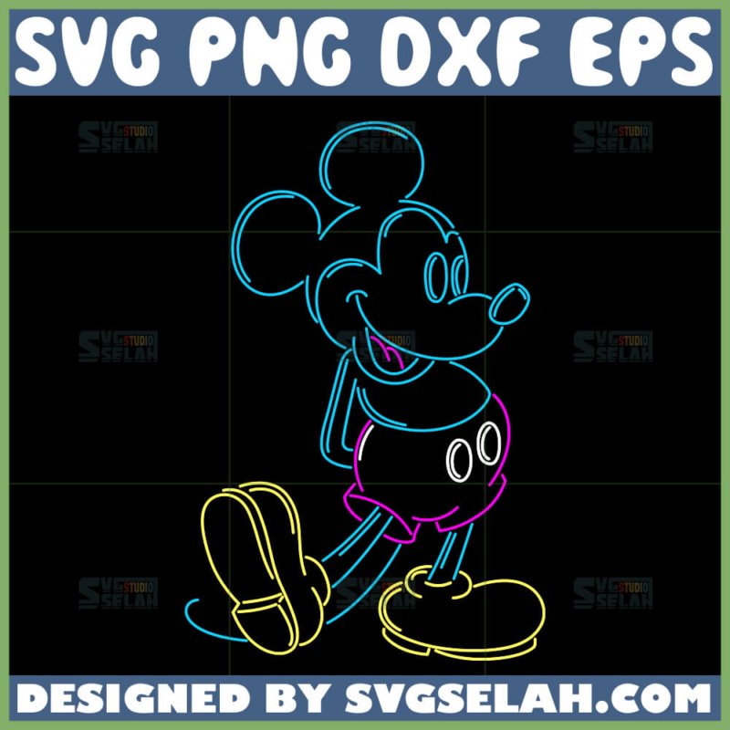 Mickey Mouse Neon SVG Outline - Cricut & Silhouette Ready