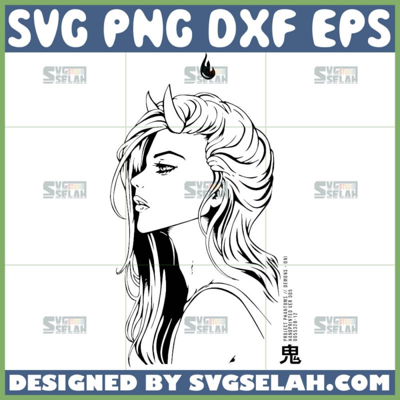Demon Girl SVG | Oni Horns PNG | Dark Feminine Art DXF EPS
